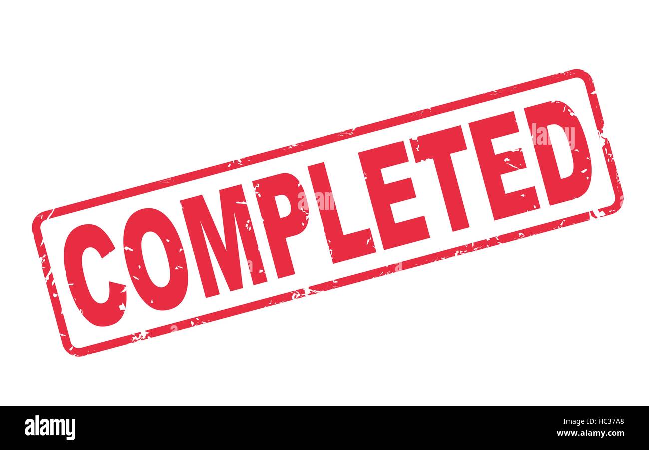 stamp completed with red text over white background Stock Vector Image ...