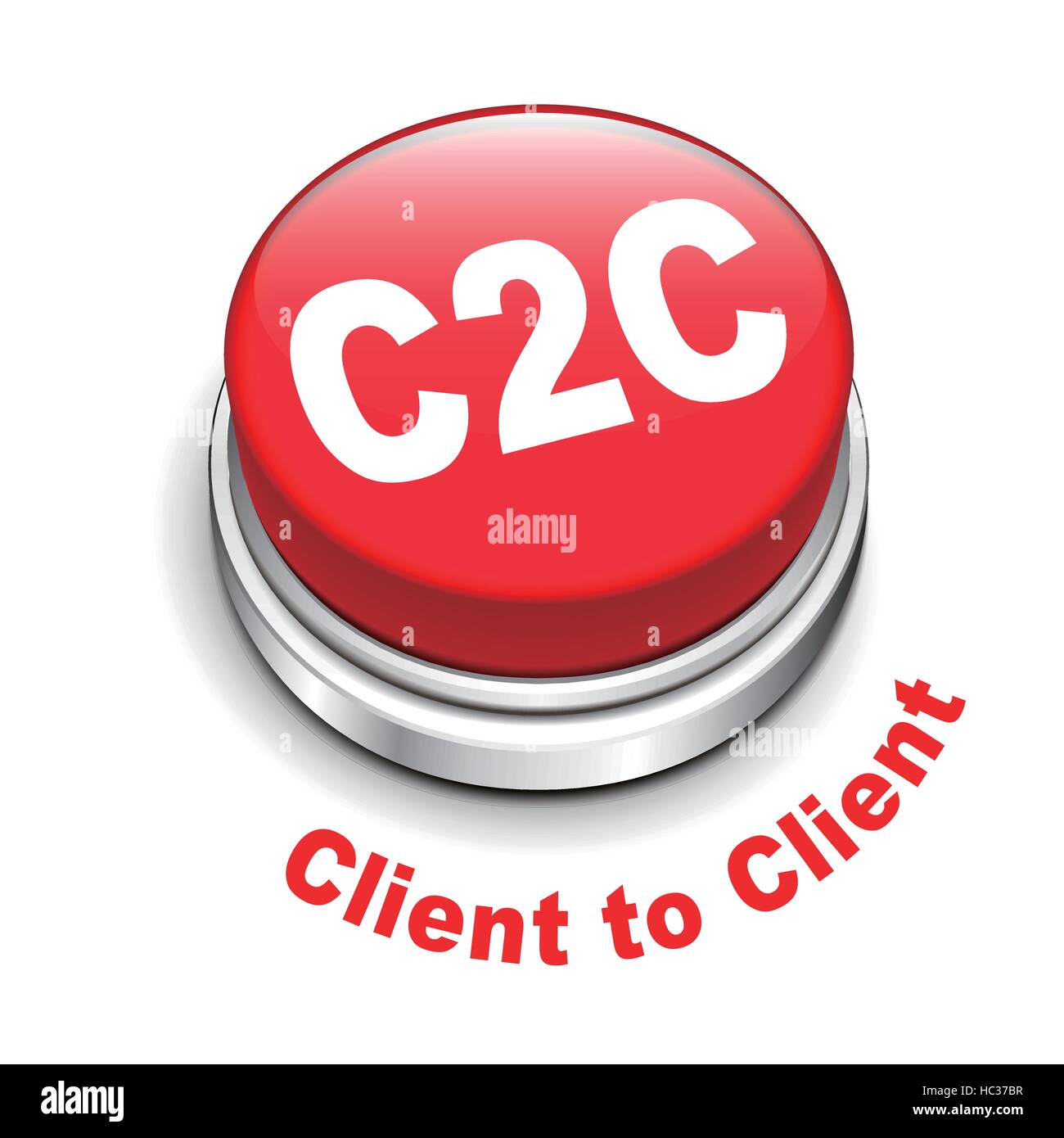 3d illustration of c2c client to client button isolated white ...