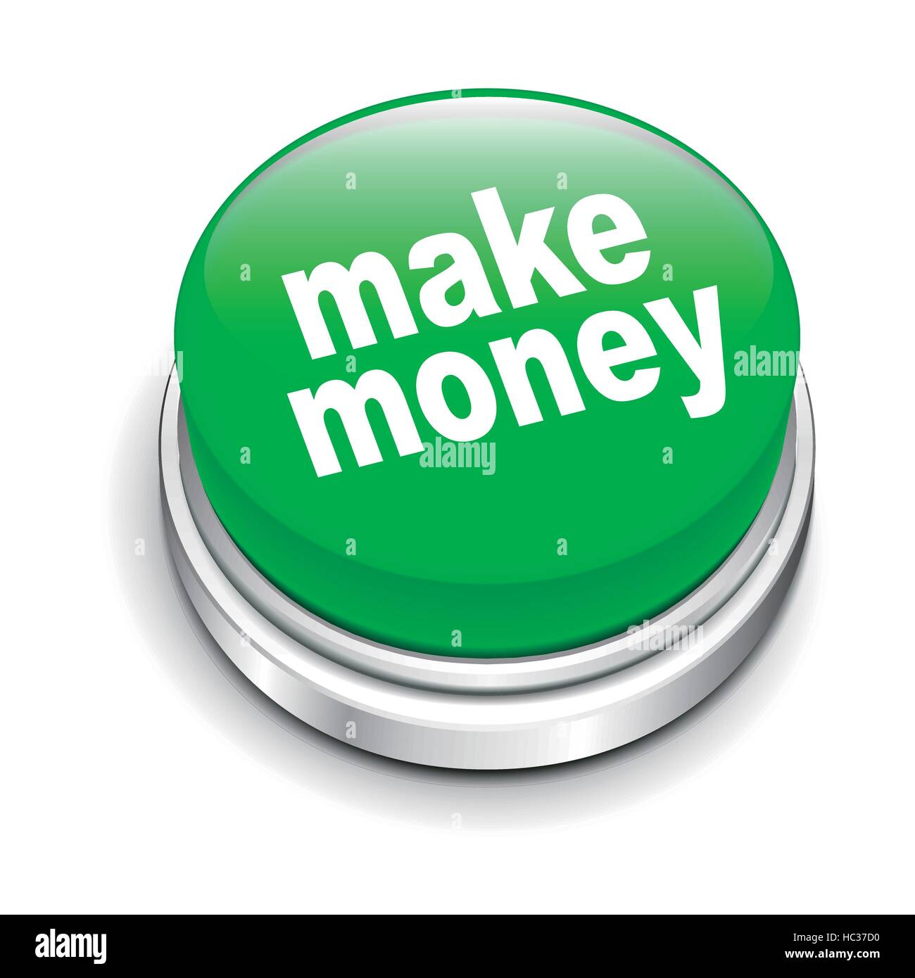 3d illustration of make money button isolated white background Stock ...