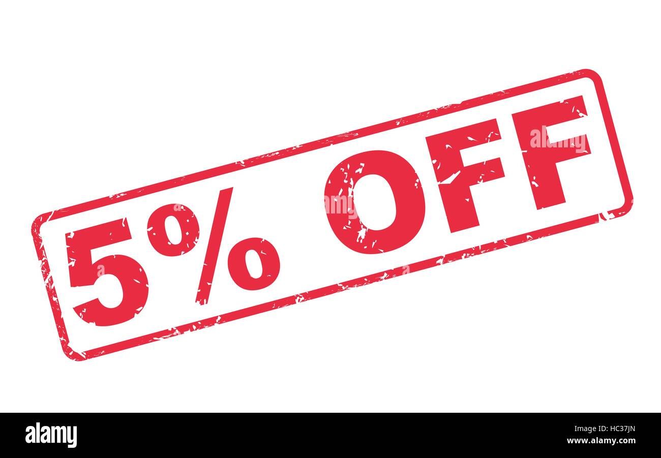 stamp 5 percent off with red text over white background Stock Vector ...