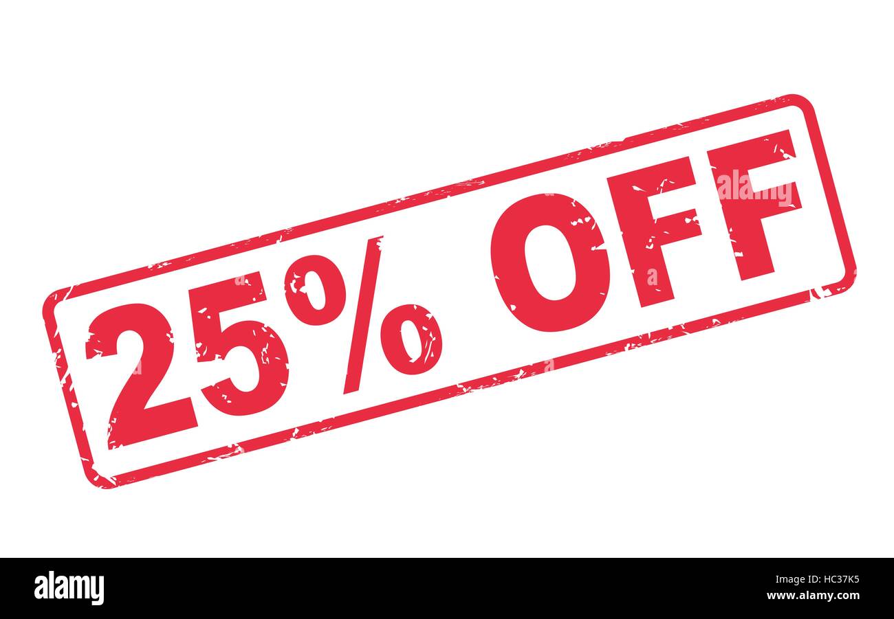 stamp 25 percent off with red text over white background Stock Vector ...