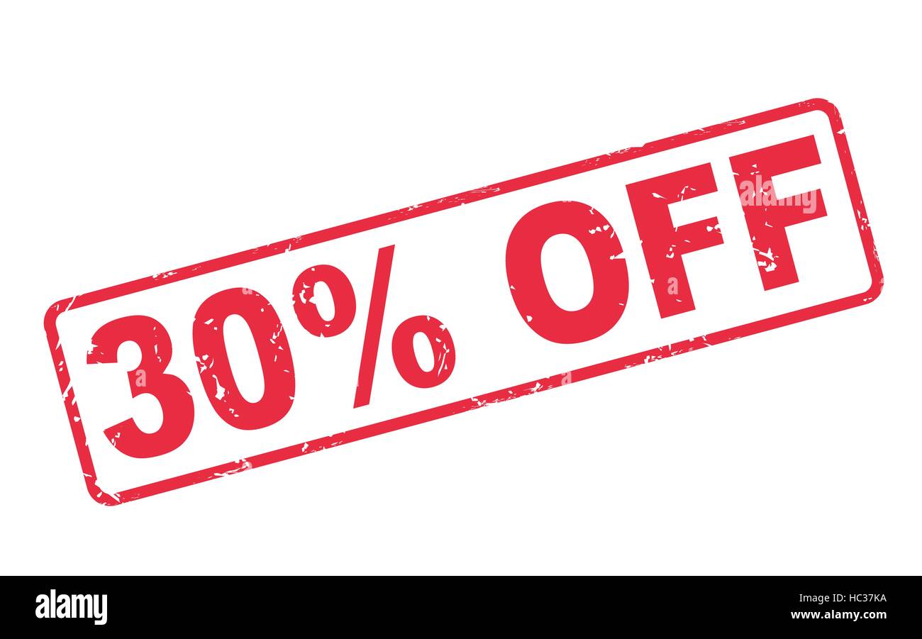 stamp 30 percent off with red text over white background Stock Vector ...