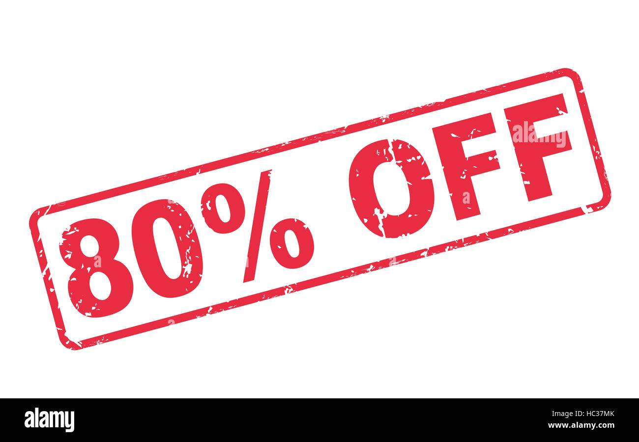 stamp 80 percent off with red text over white background Stock Vector ...