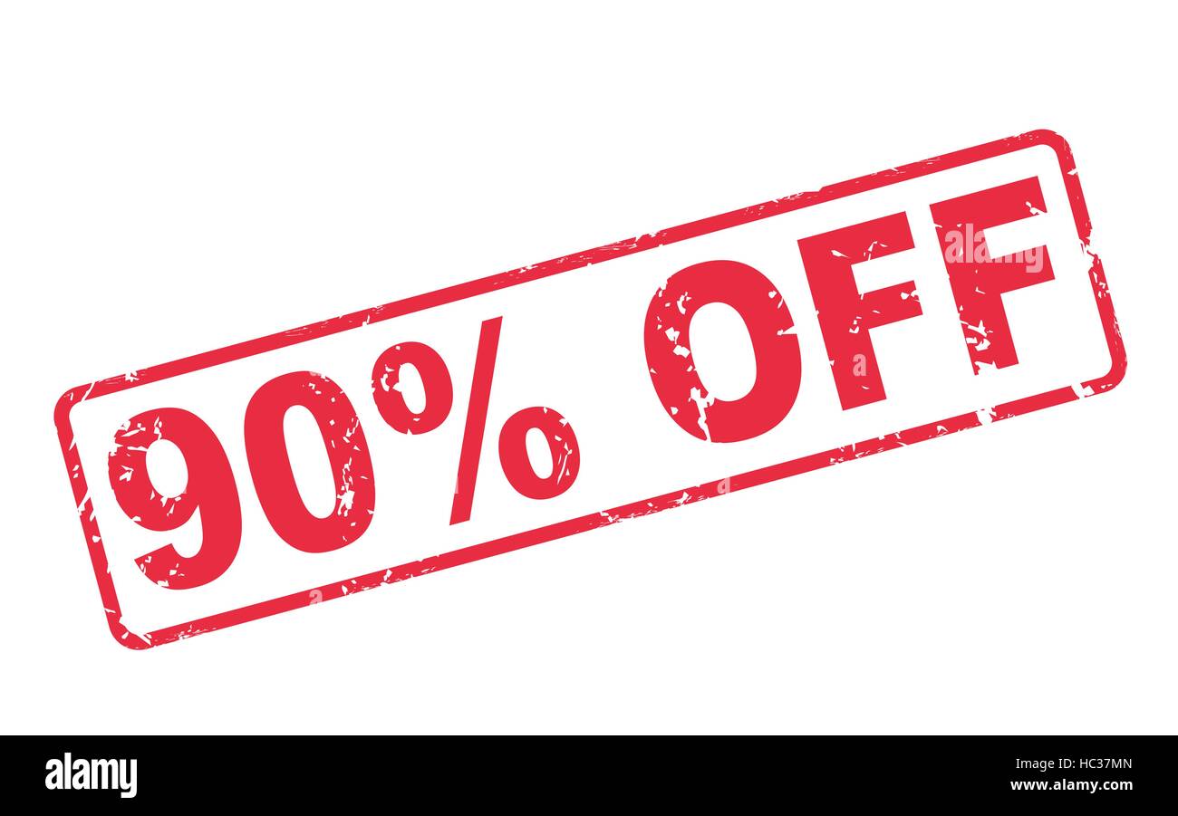 stamp 90 percent off with red text over white background Stock Vector ...
