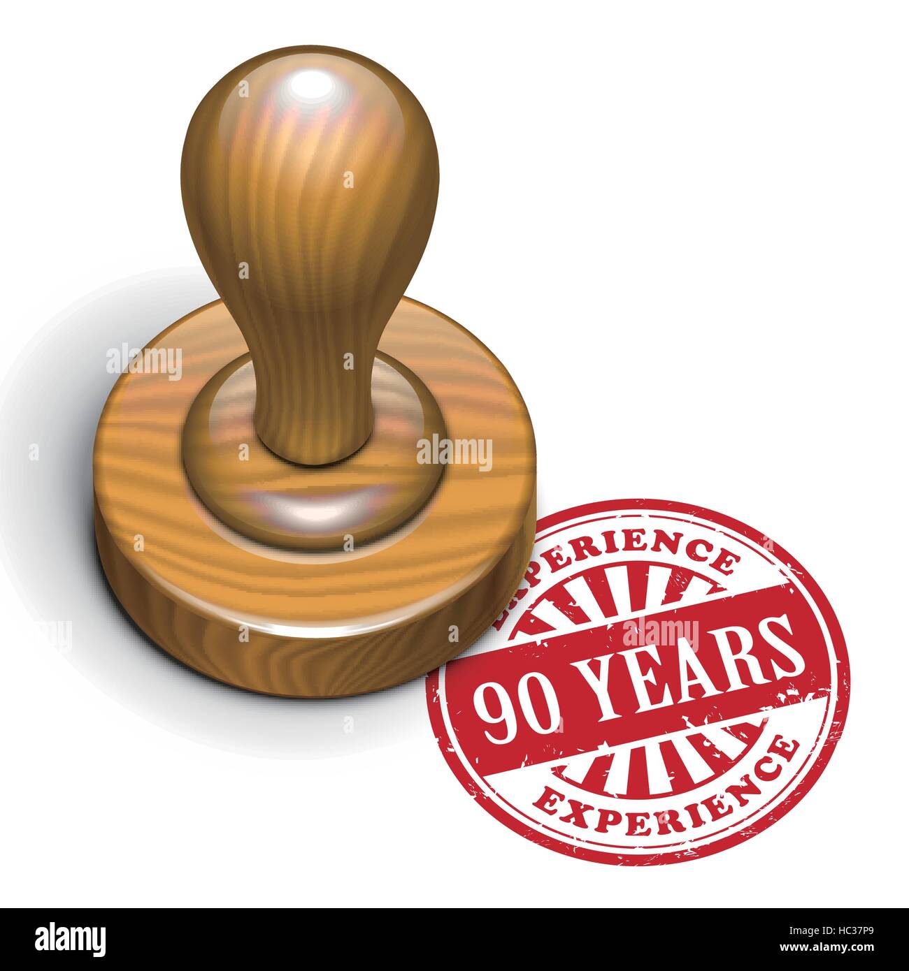 illustration of grunge rubber stamp with the text 90 years experience ...