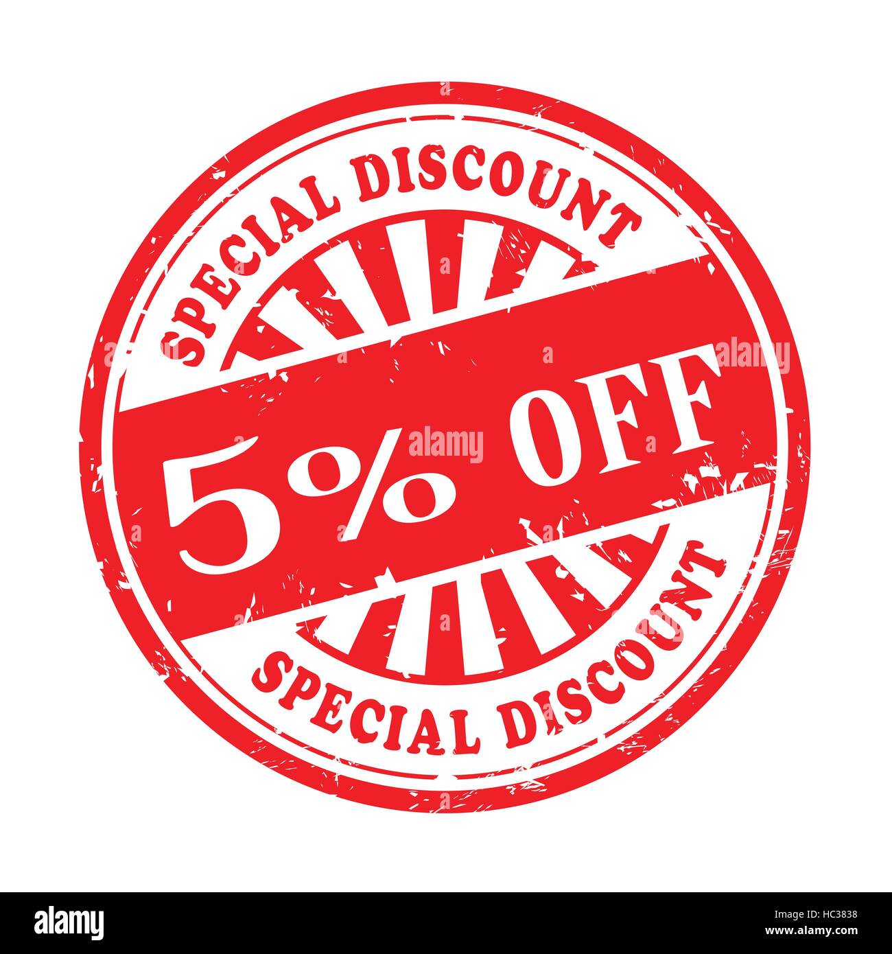 illustration of grunge rubber stamp with the text 5 percent off written ...