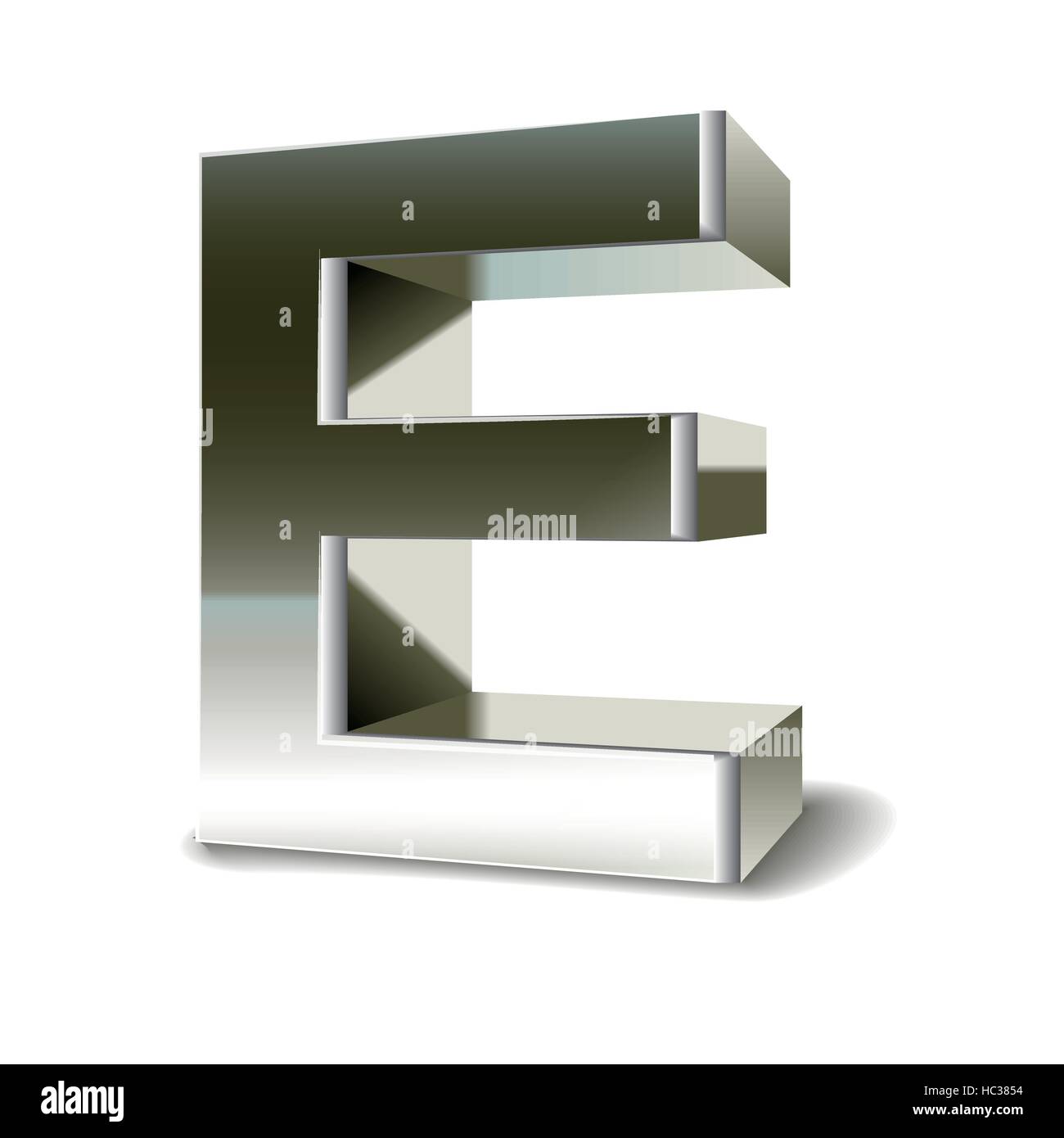 3d silver steel letter E isolated white background Stock Vector Image ...