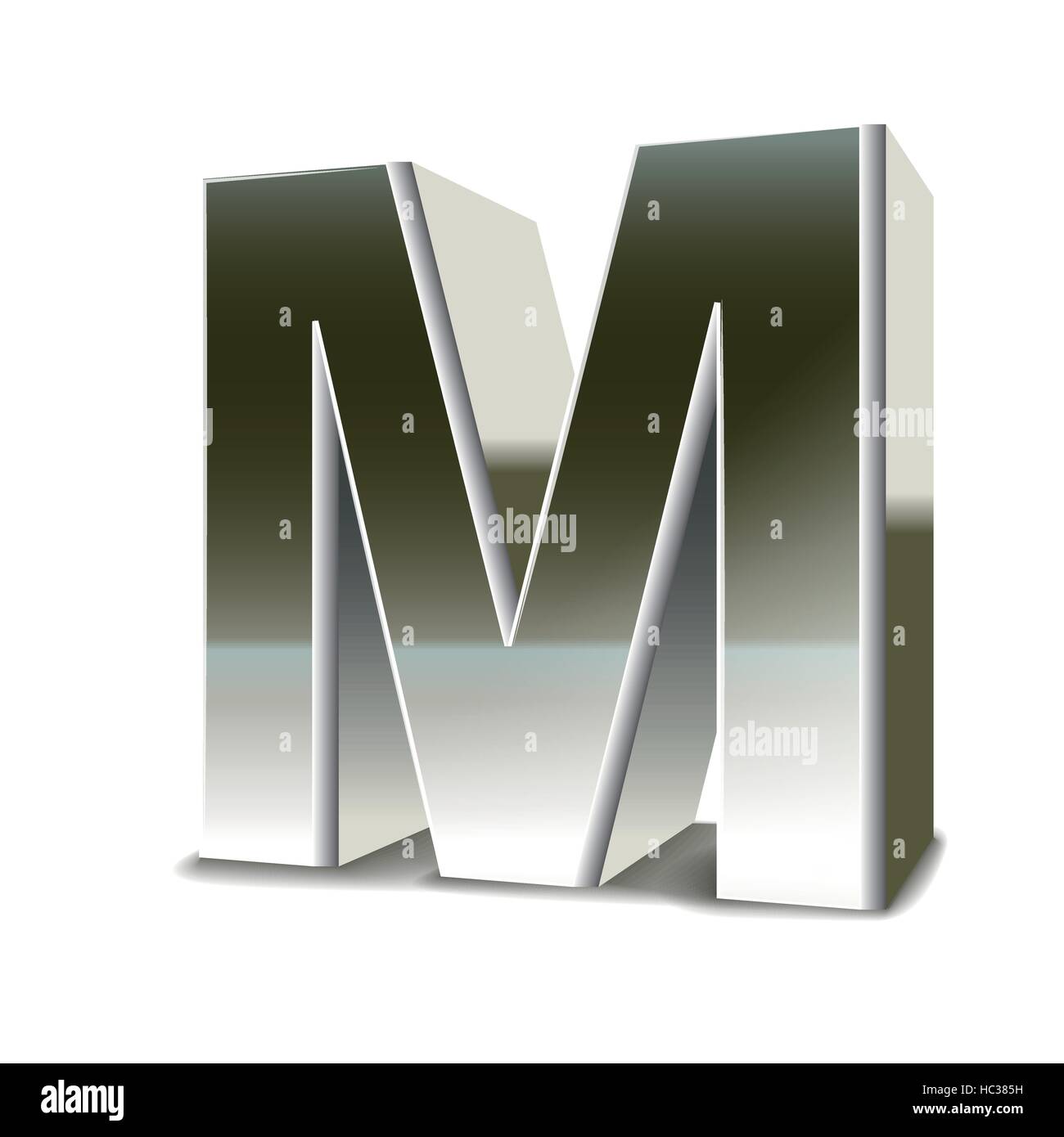 3d silver steel letter M isolated white background Stock Vector Image ...