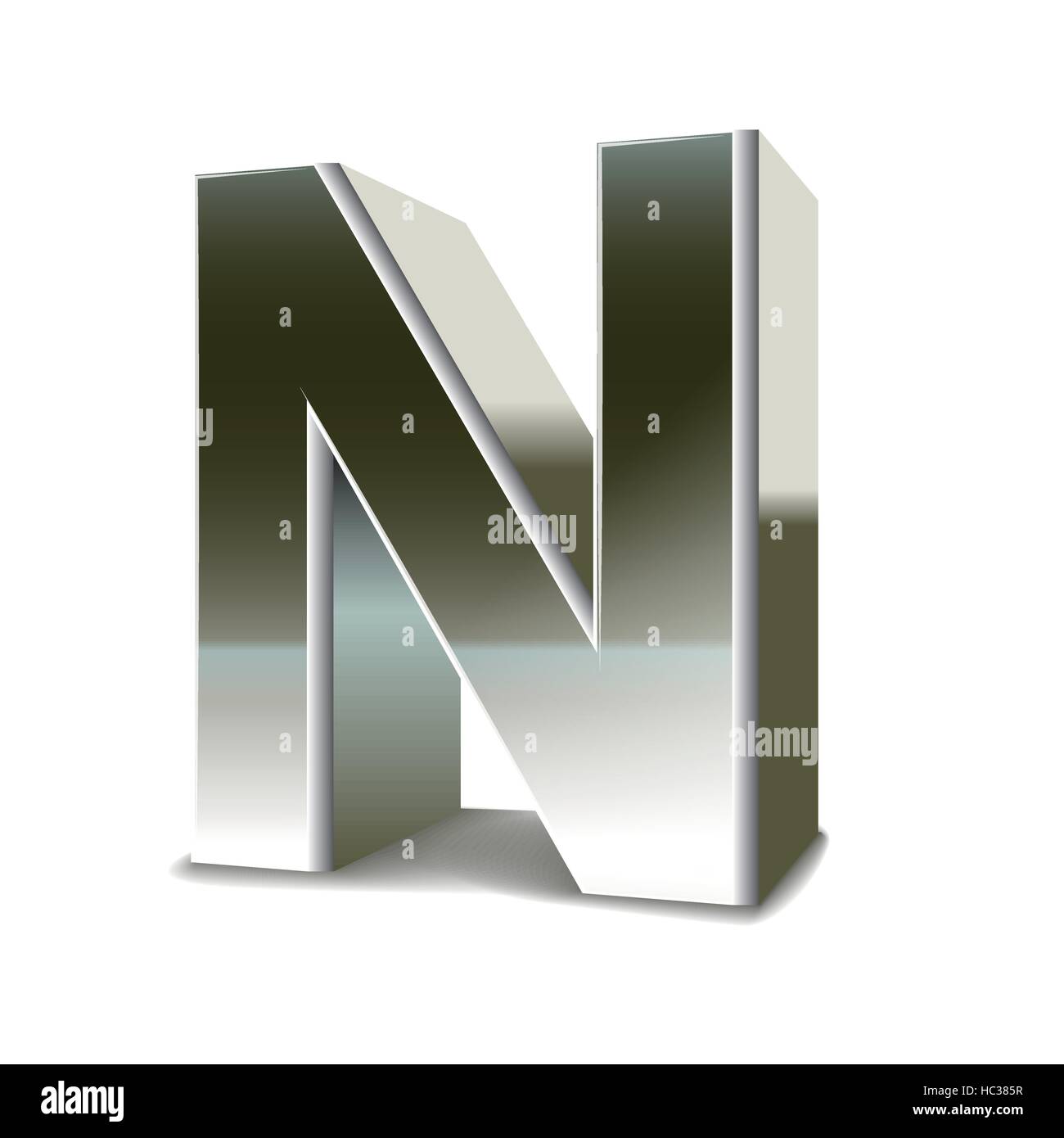 3d silver steel letter N isolated white background Stock Vector Image ...