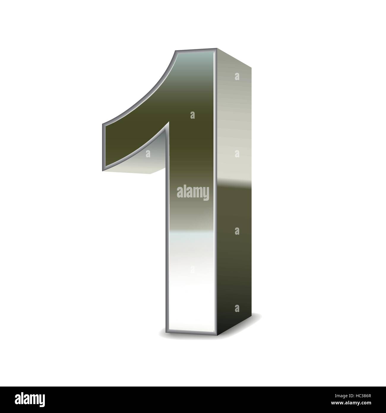 3d silver steel number 1 isolated white background Stock Vector Image ...