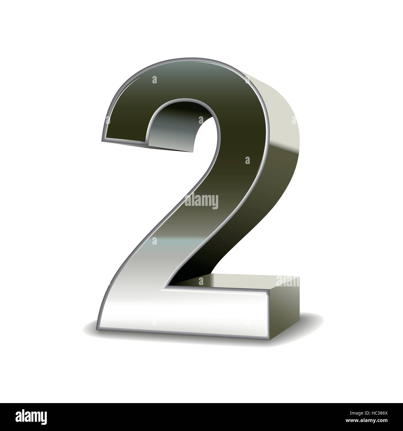 3d silver steel number 2 isolated white background Stock Vector Image ...