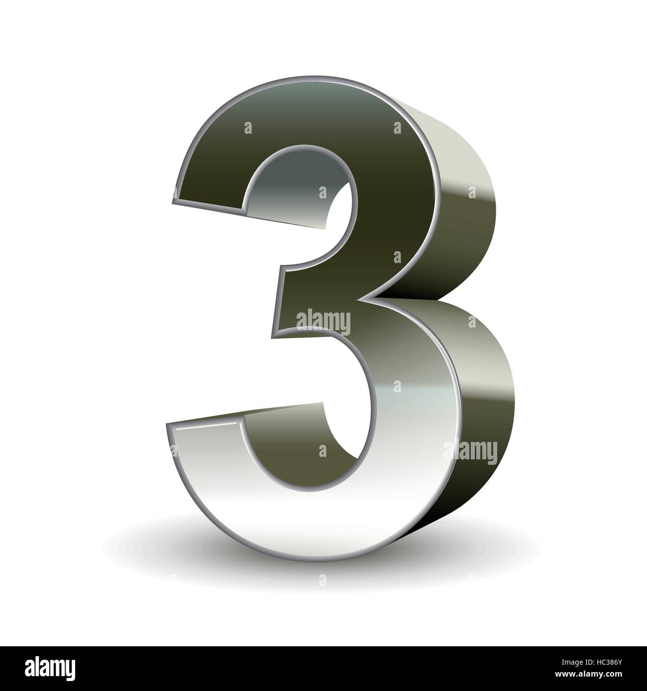 3d silver steel number 3 isolated white background Stock Vector Image ...