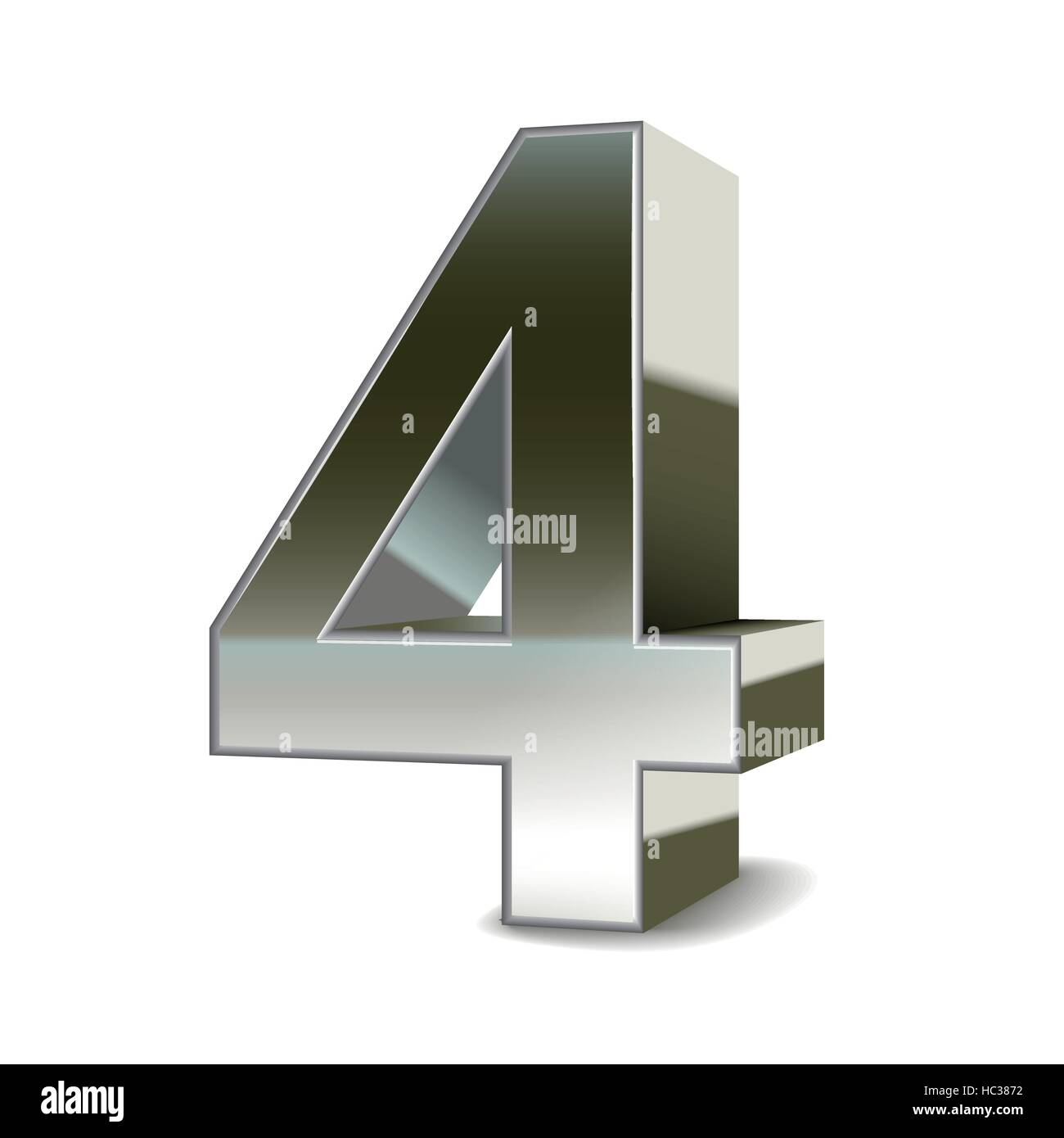 3d silver steel number 4 isolated white background Stock Vector Image ...