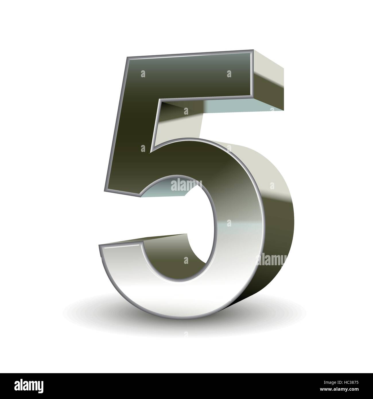 3d silver steel number 5 isolated white background Stock Vector Image ...