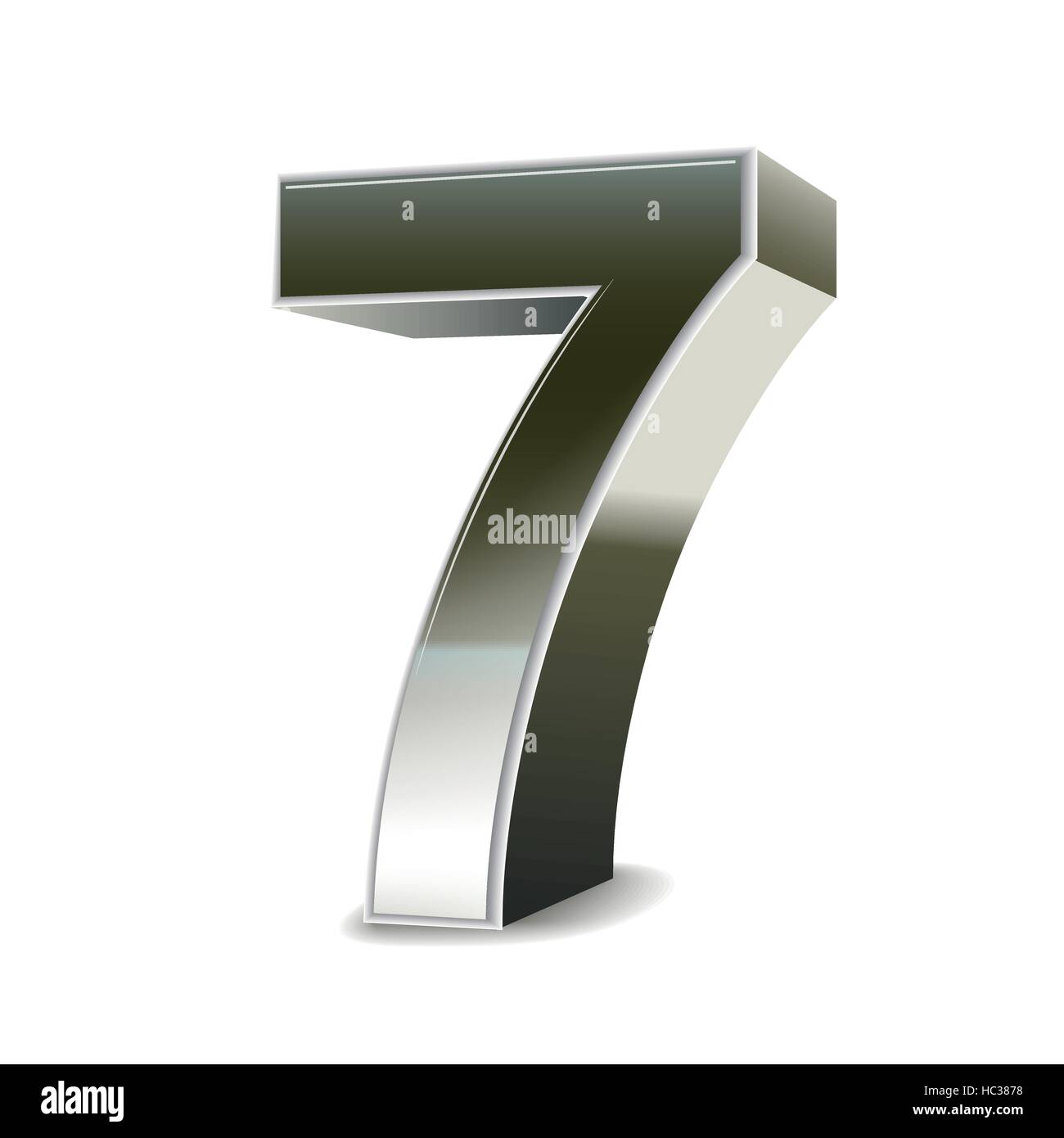 3d silver steel number 7 isolated white background Stock Vector Image ...