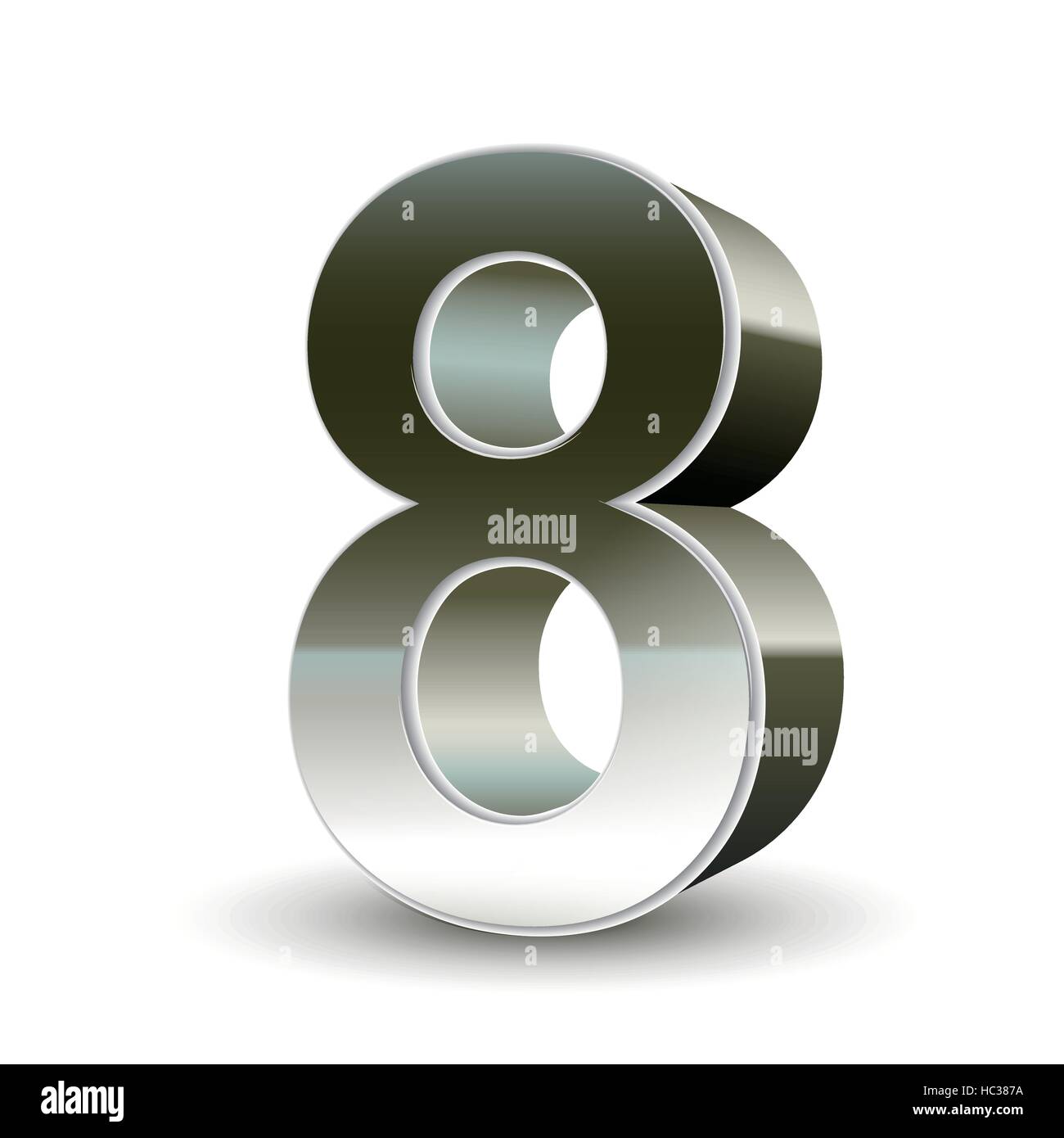 3d silver steel number 8 isolated white background Stock Vector Image ...