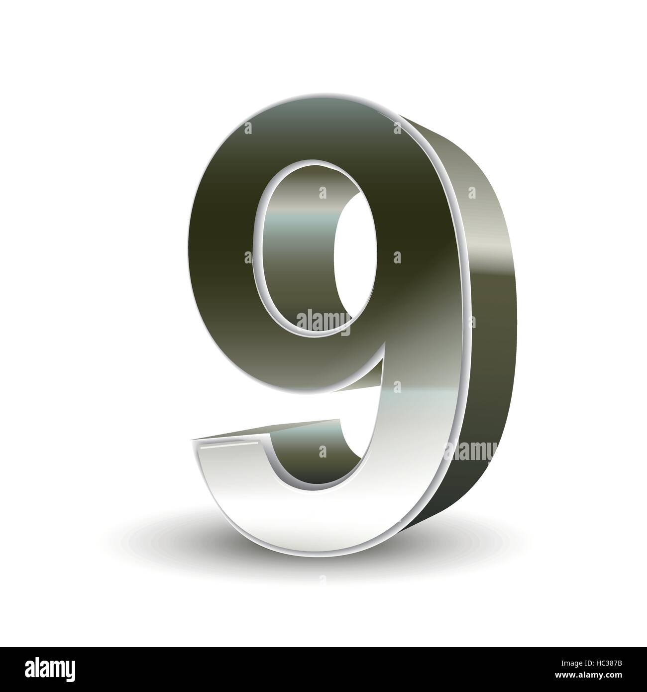 3d silver steel number 9 isolated white background Stock Vector Image ...