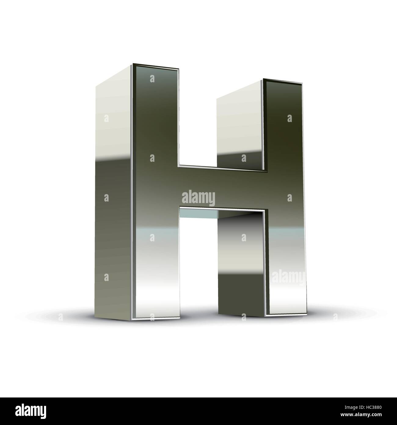 3d silver steel letter H isolated white background Stock Vector Image ...