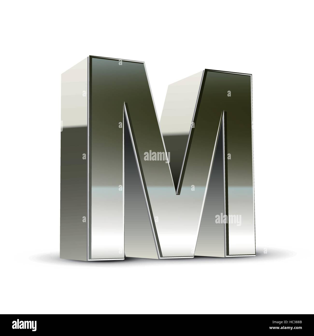 3d silver steel letter M isolated white background Stock Vector Image ...