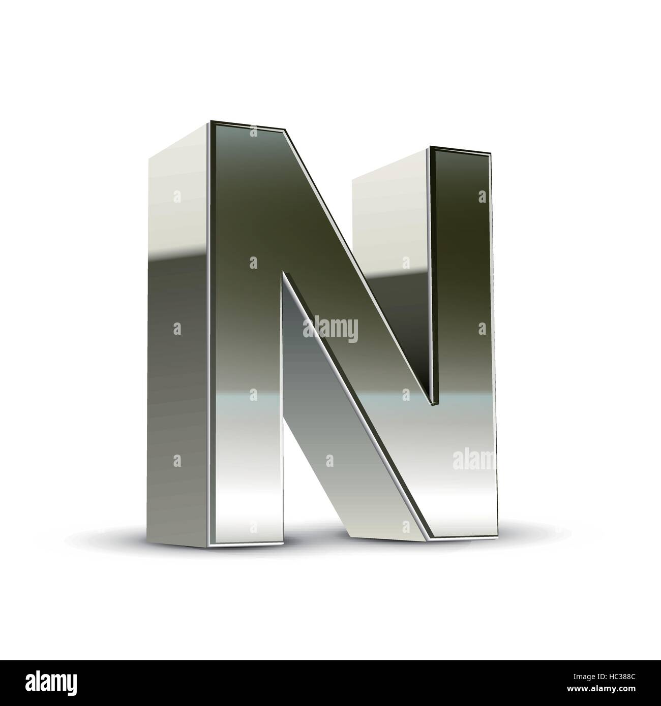 3d silver steel letter N isolated white background Stock Vector Image ...