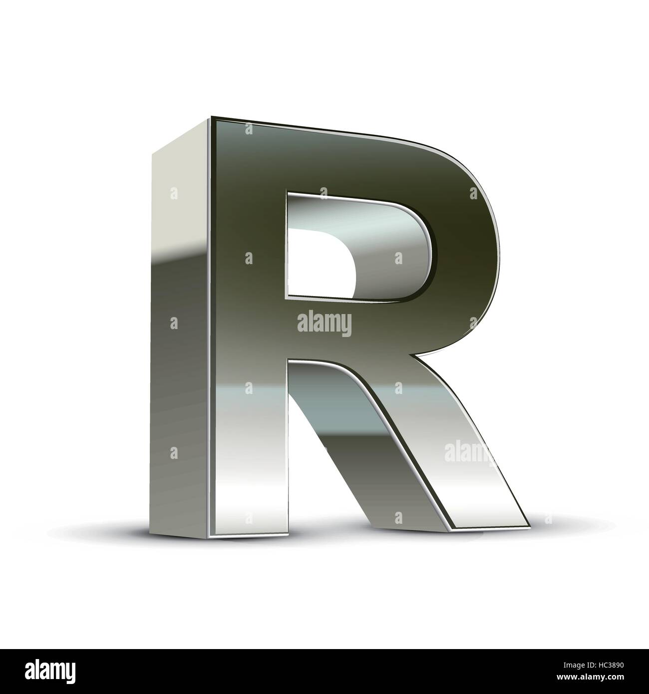 3d silver steel letter R isolated white background Stock Vector Image ...