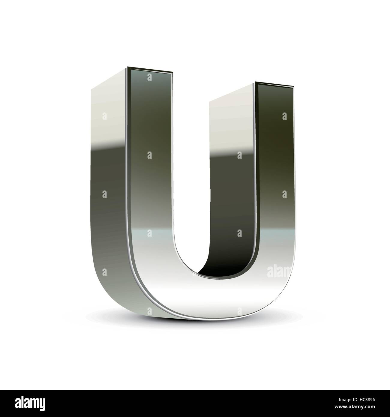 3d silver steel letter U isolated white background Stock Vector Image ...