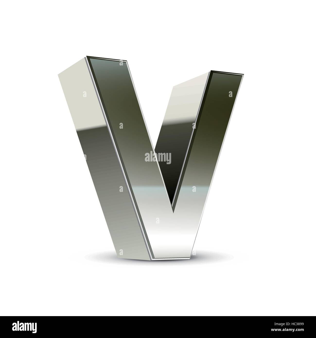 3d silver steel letter V isolated white background Stock Vector Image ...