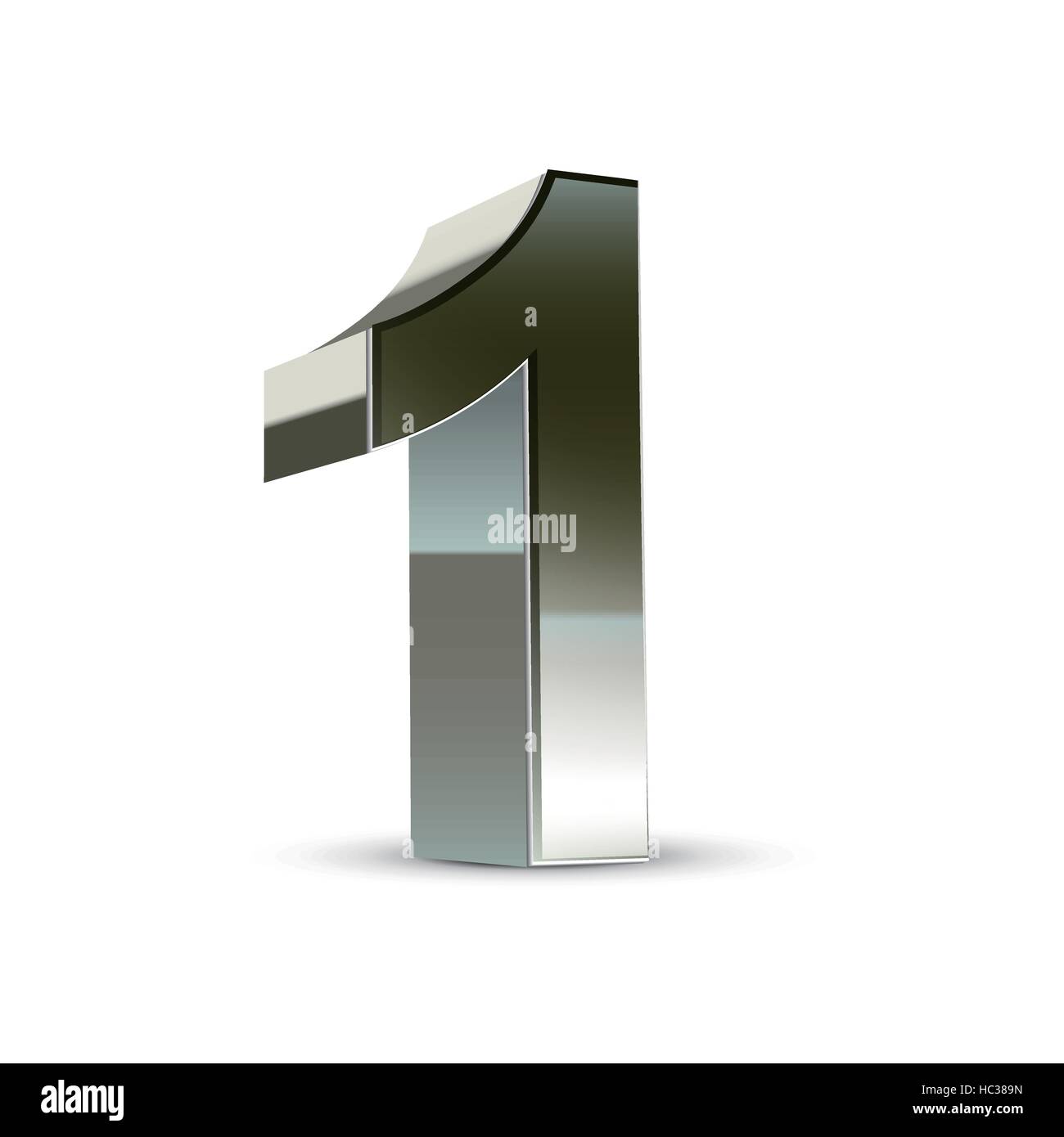 3d silver steel number 1 isolated white background Stock Vector Image ...