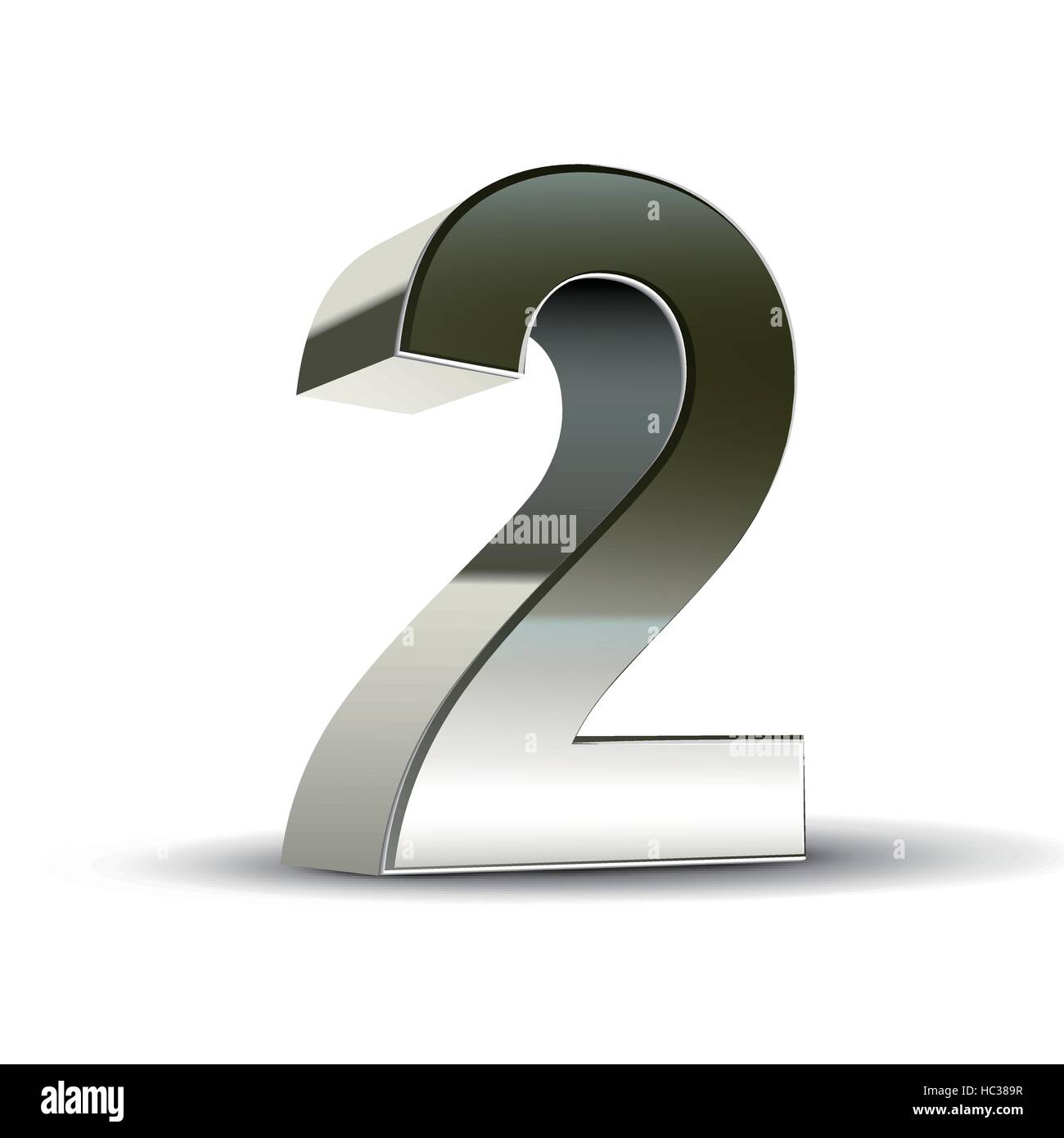 3d silver steel number 2 isolated white background Stock Vector Image ...
