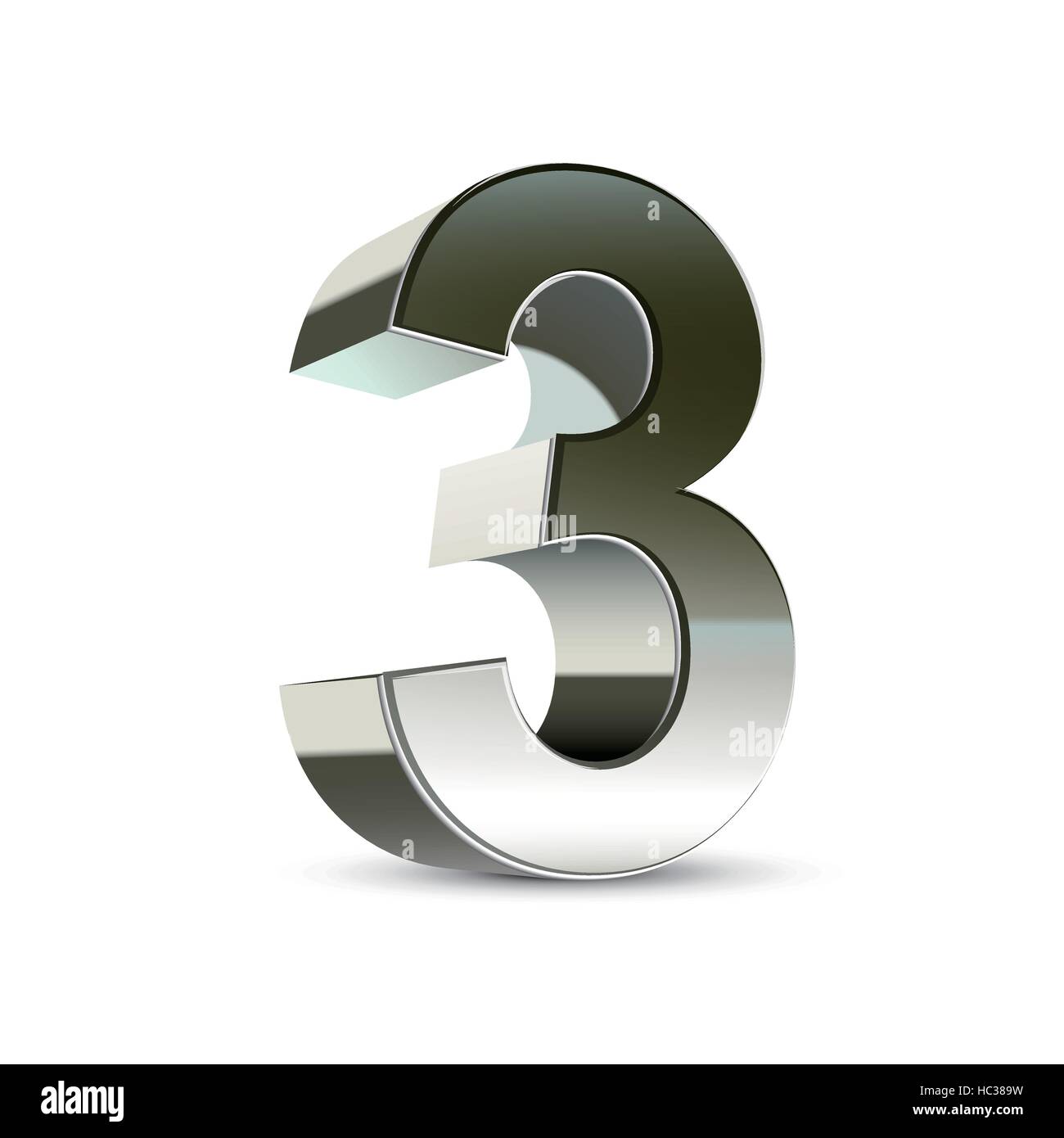 3d silver steel number 3 isolated white background Stock Vector Image ...