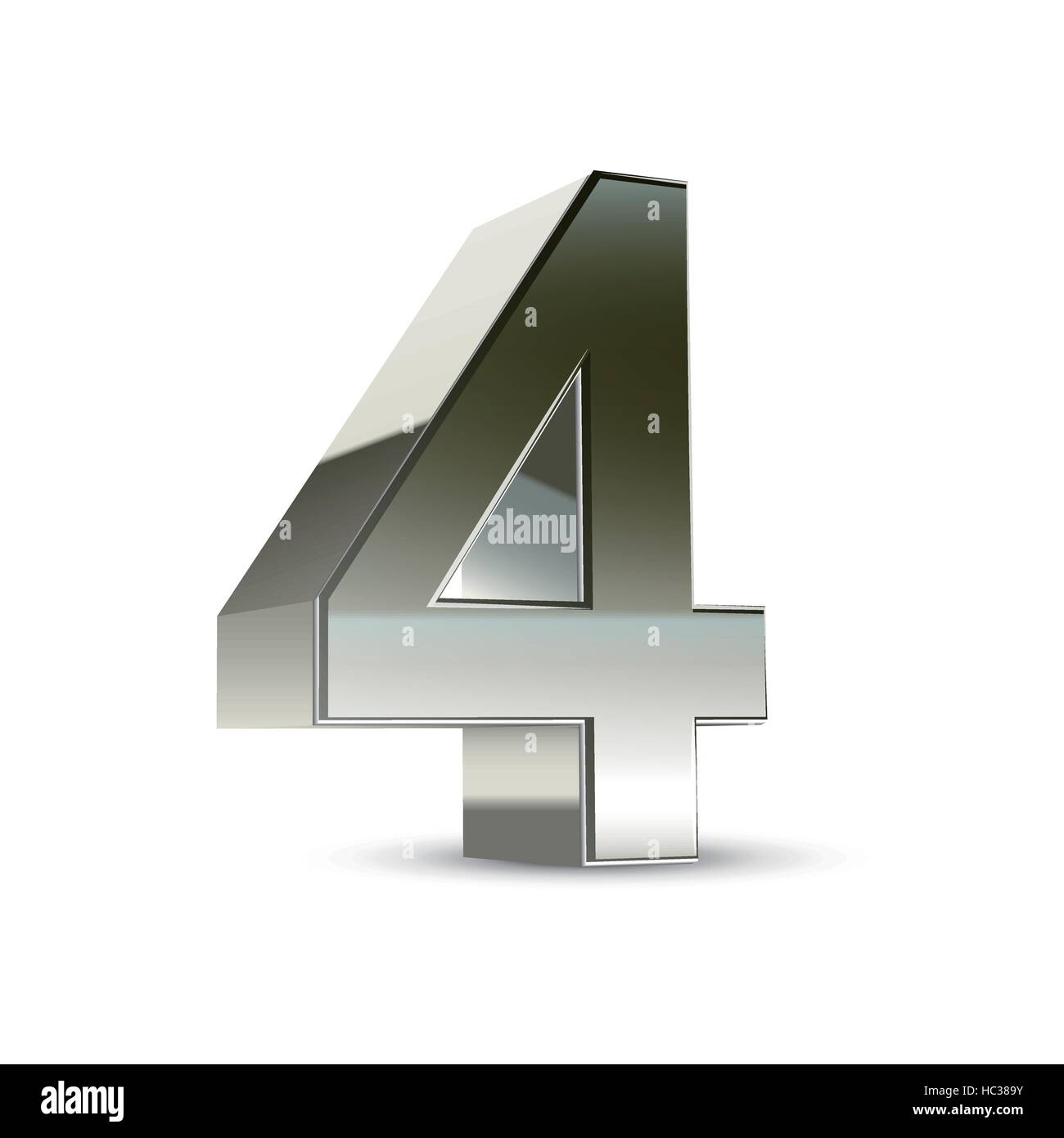 3d silver steel number 4 isolated white background Stock Vector Image ...