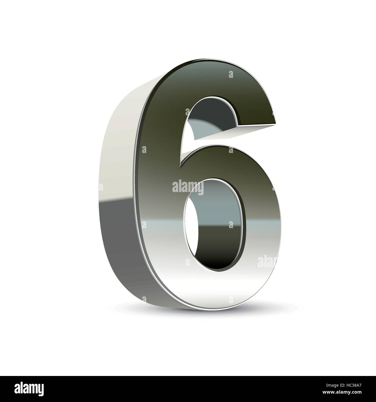 3d silver steel number 6 isolated white background Stock Vector Image ...