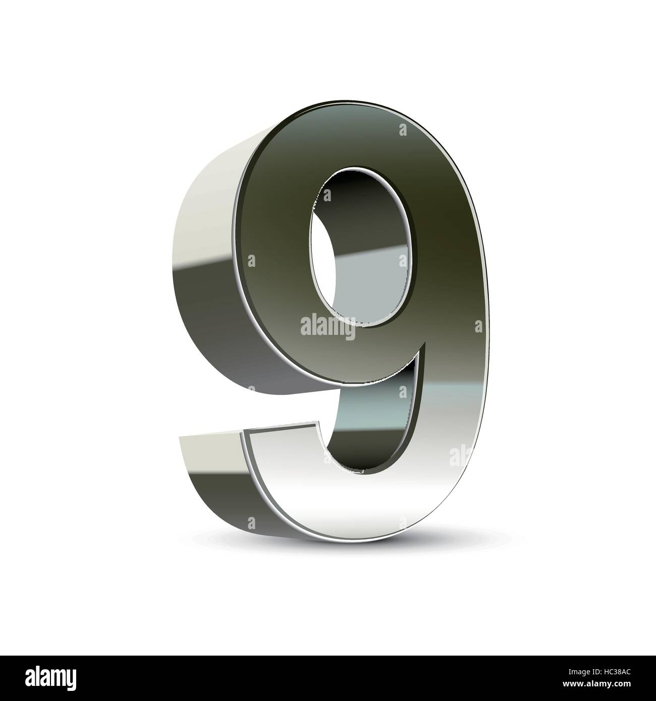 3d silver steel number 9 isolated white background Stock Vector Image ...