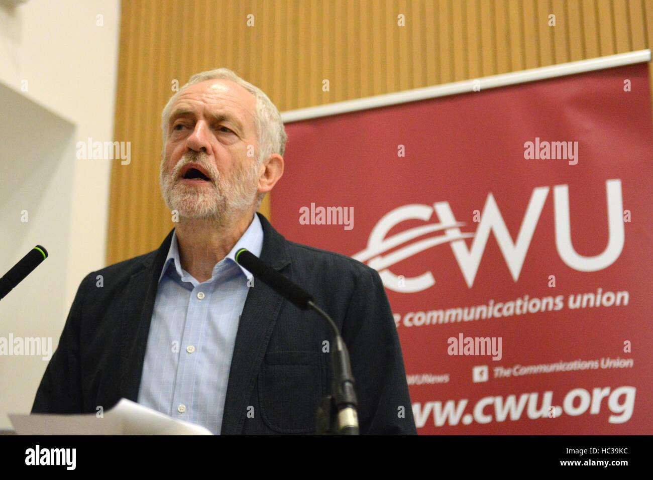 Labour leader Jeremy Corbyn arrives at the Communication Workers Union ...