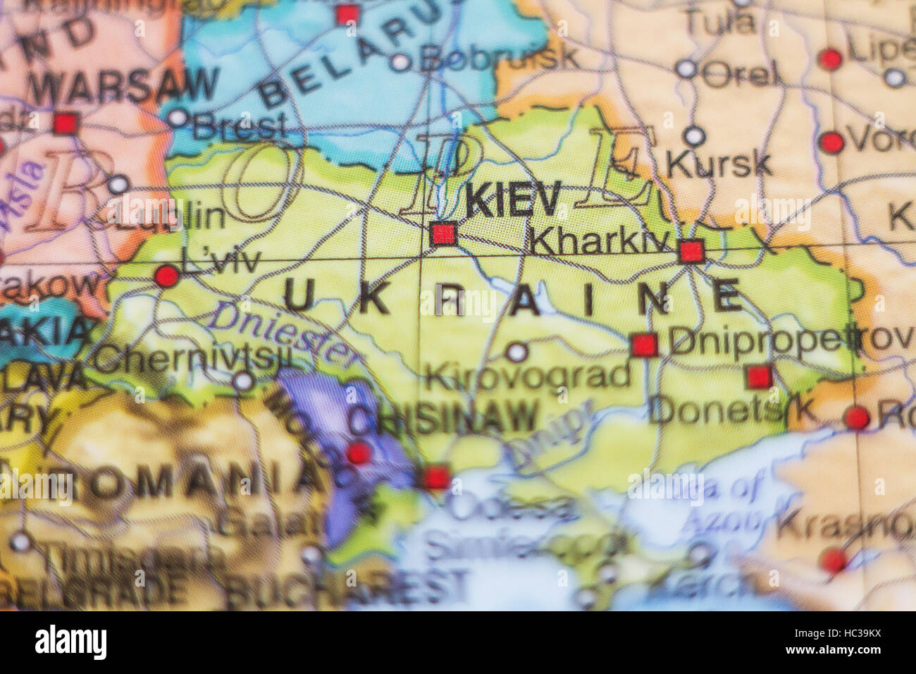 Photo of a map of Ukraine and the capital Kiev Stock Photo - Alamy