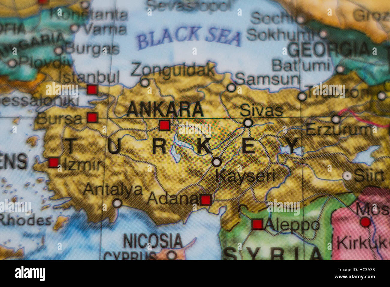 Photo of a map of Turkey and the capital Ankara Stock Photo - Alamy