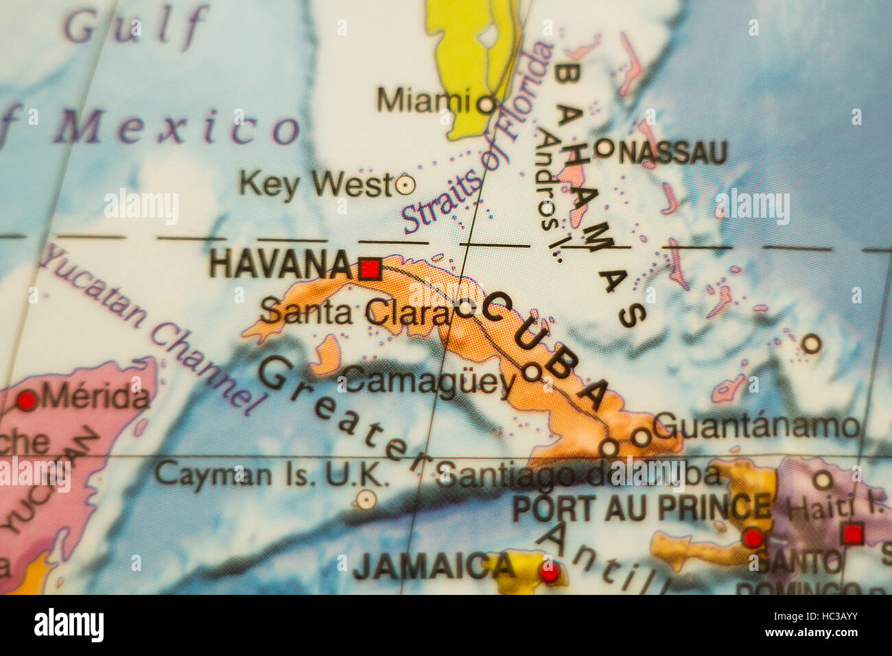 Cuba road map hi-res stock photography and images - Alamy