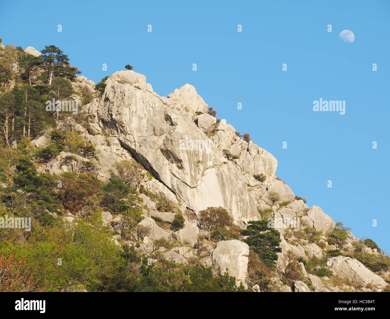moon and mountains Stock Photo - Alamy
