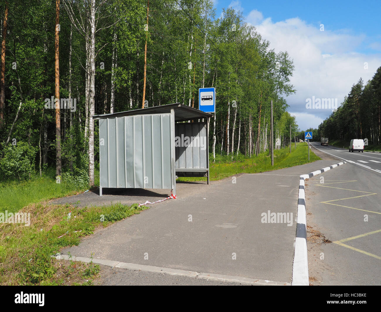 bus stop in the woods Stock Photo - Alamy