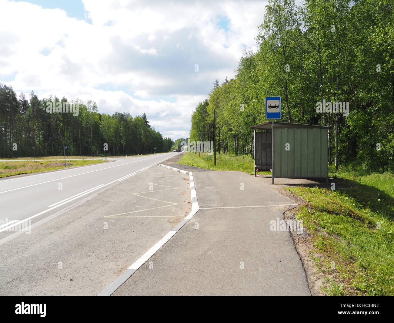 bus stop in the woods Stock Photo - Alamy