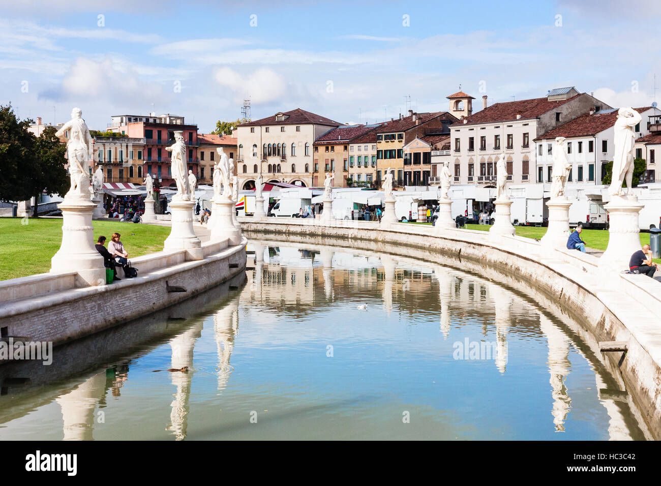 PADUA, ITALY - OCTOBER 15, 2016: canal on square Prato della Valle in ...