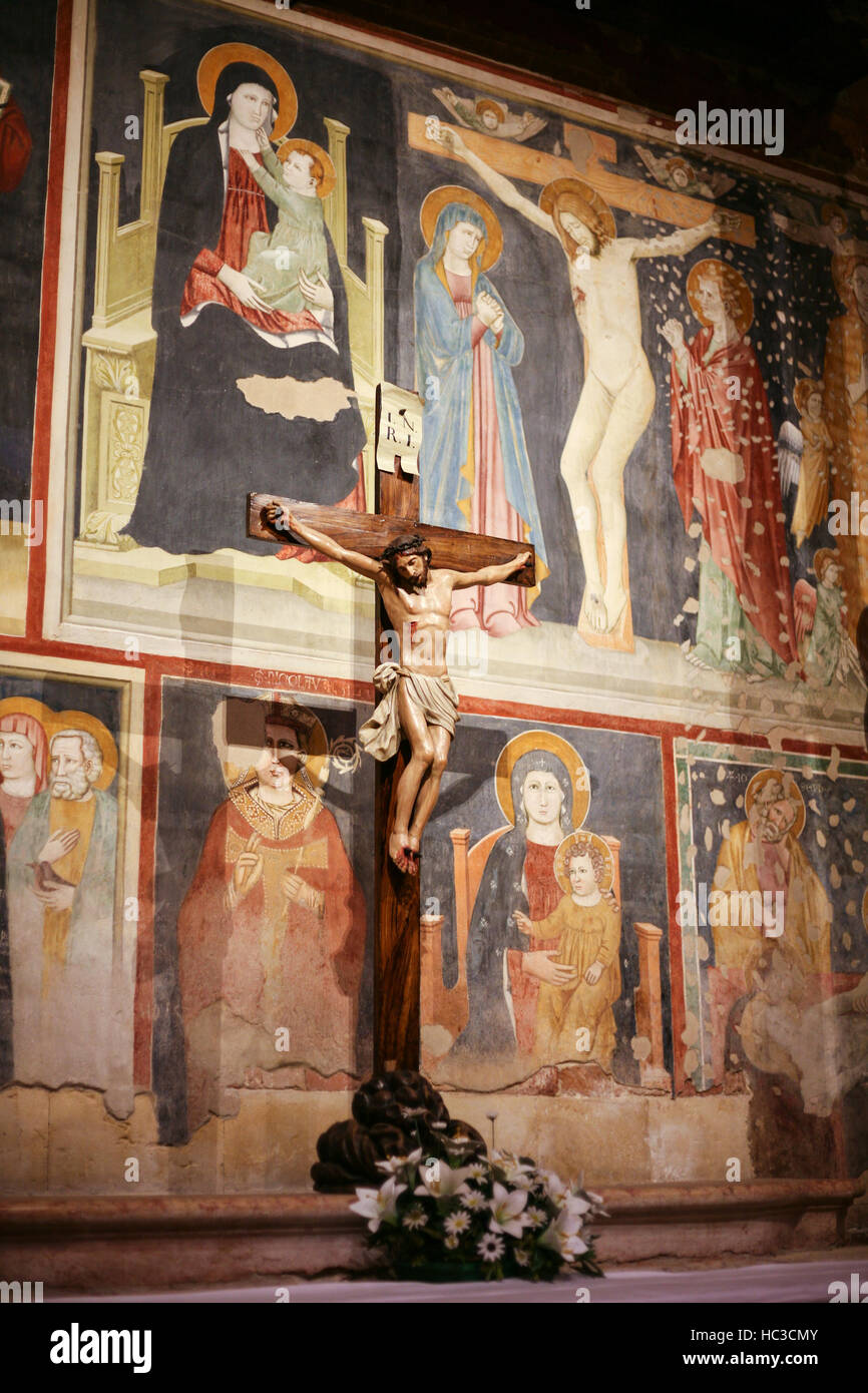 VERONA, ITALY - OCTOBER 10, 2016 - painting wall of San Zeno Basilica ...