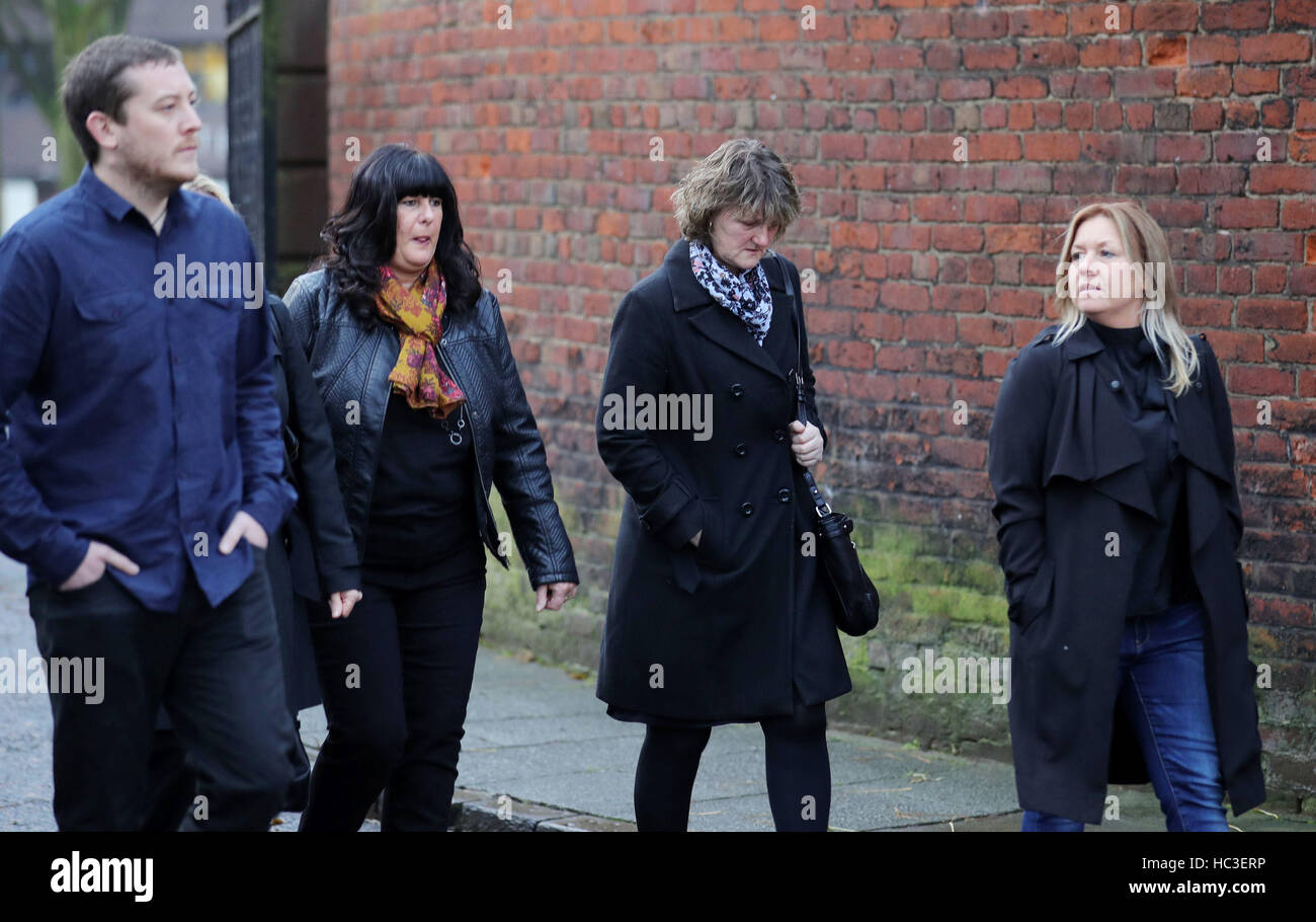 Joanne Dakin (3rd left), mother of Jack Dakin, arriving at Warrington ...