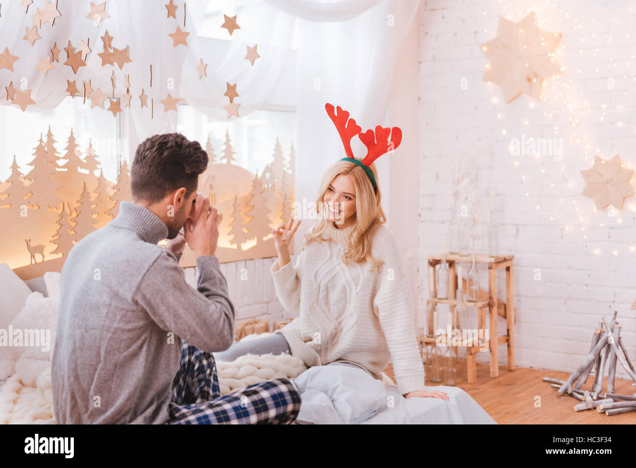 Happy beautiful woman posing for a photo Stock Photo - Alamy