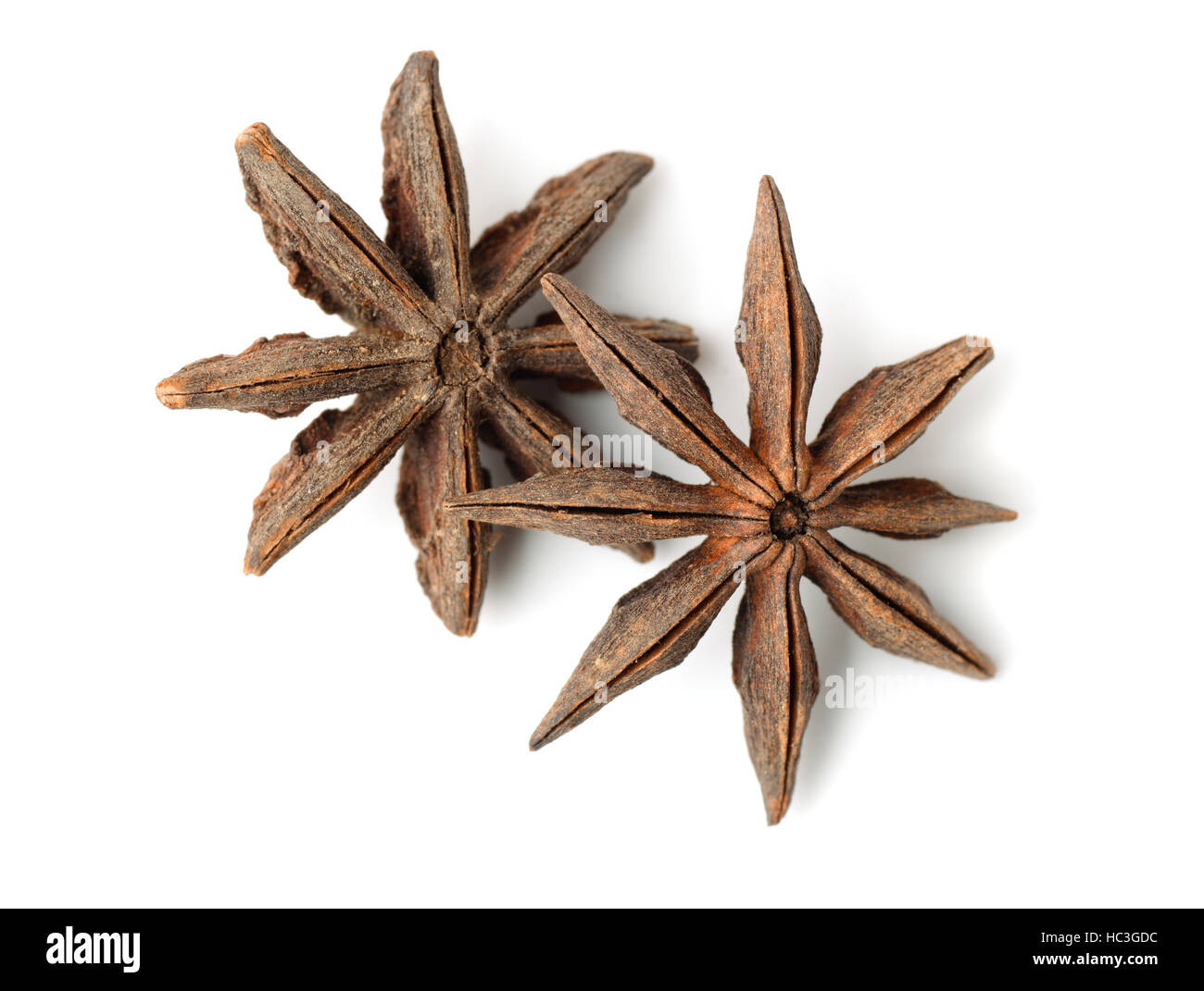 Top view of star anise fruits isolated on white Stock Photo - Alamy