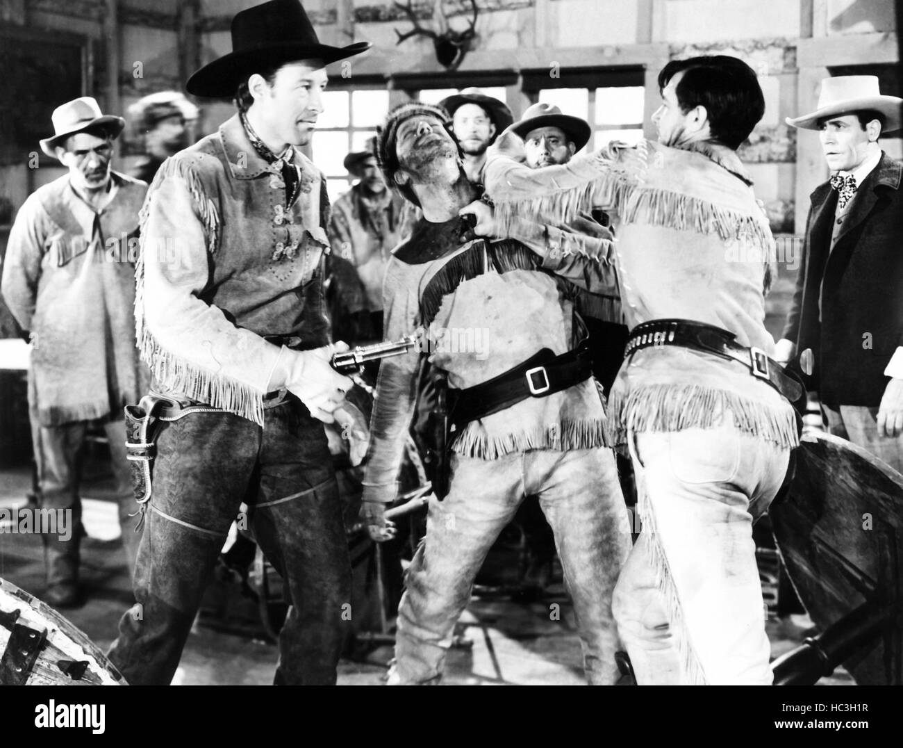 OVERLAND WITH KIT CARSON, Bill Elliott (gun), James Craig (front right ...