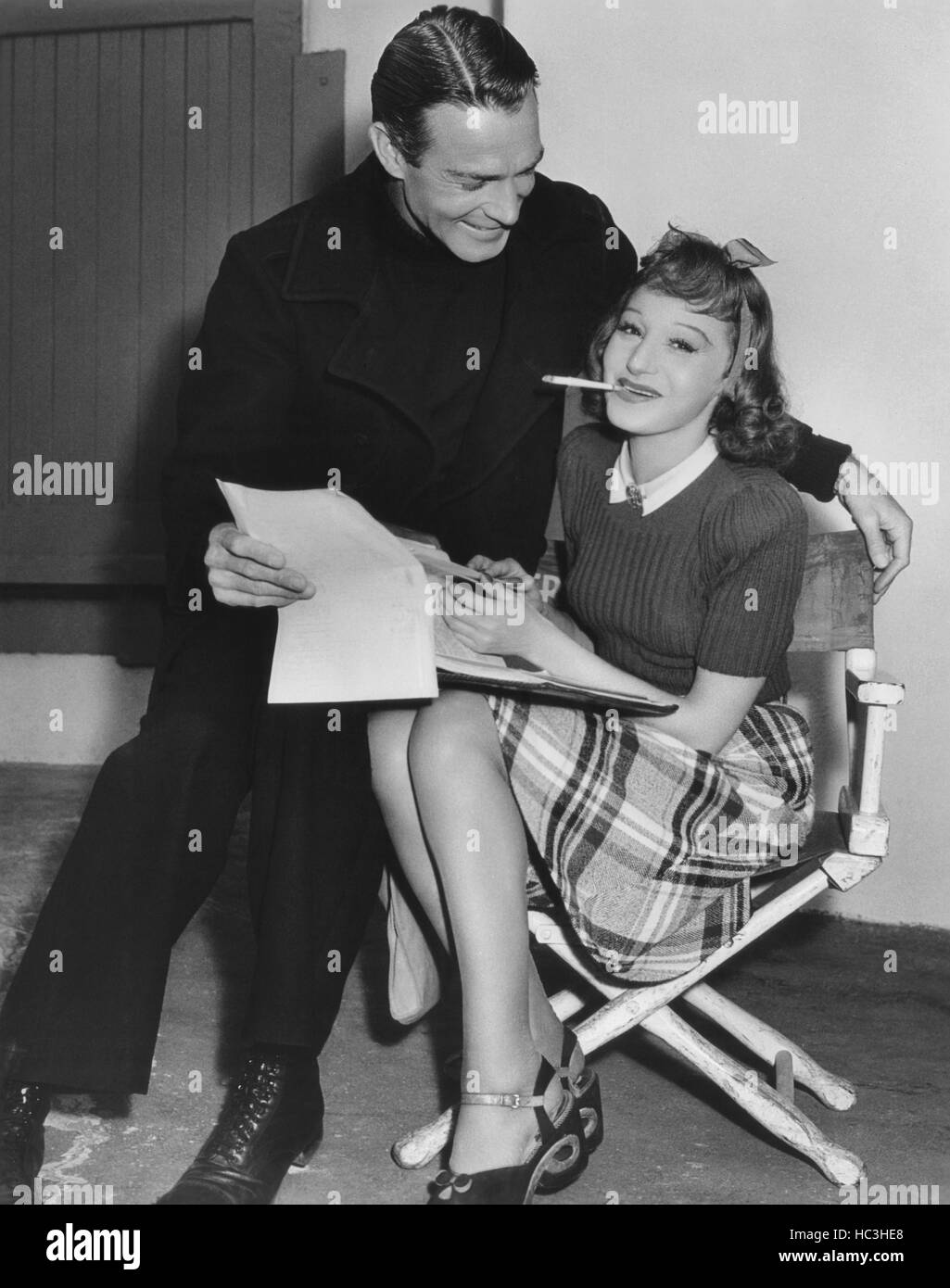 PARIS CALLING, from left: Randolph Scott, Elisabeth Bergner on set ...