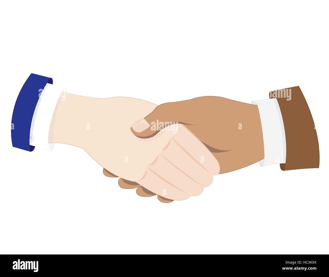 a vector cartoon representing two business men in suit shaking hands ...