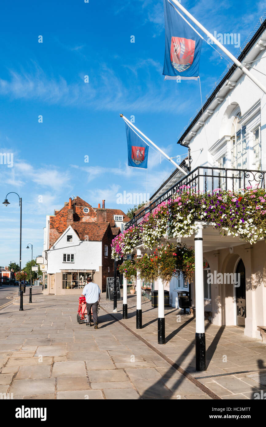 England, Tenterden. View along front of white Town Hall, Georgian ...