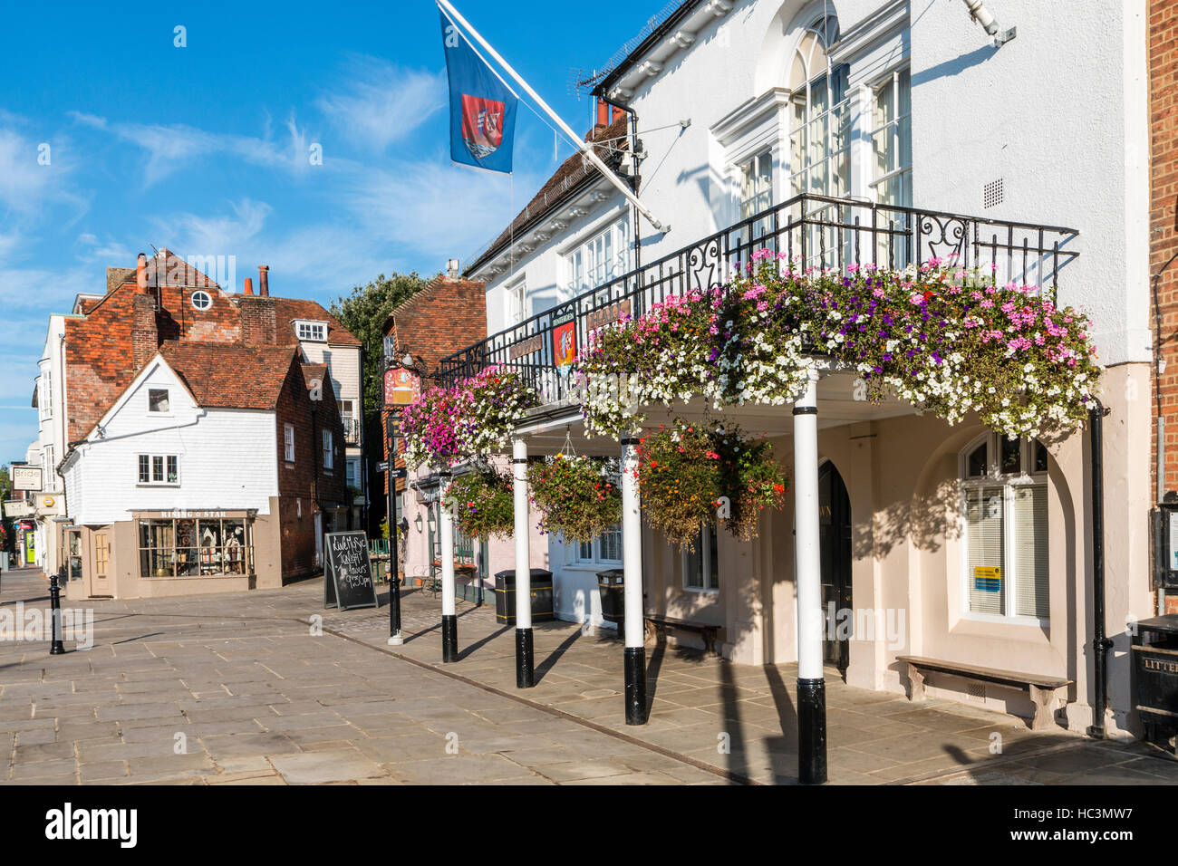 England, Tenterden. View along front of white Town Hall, Georgian ...